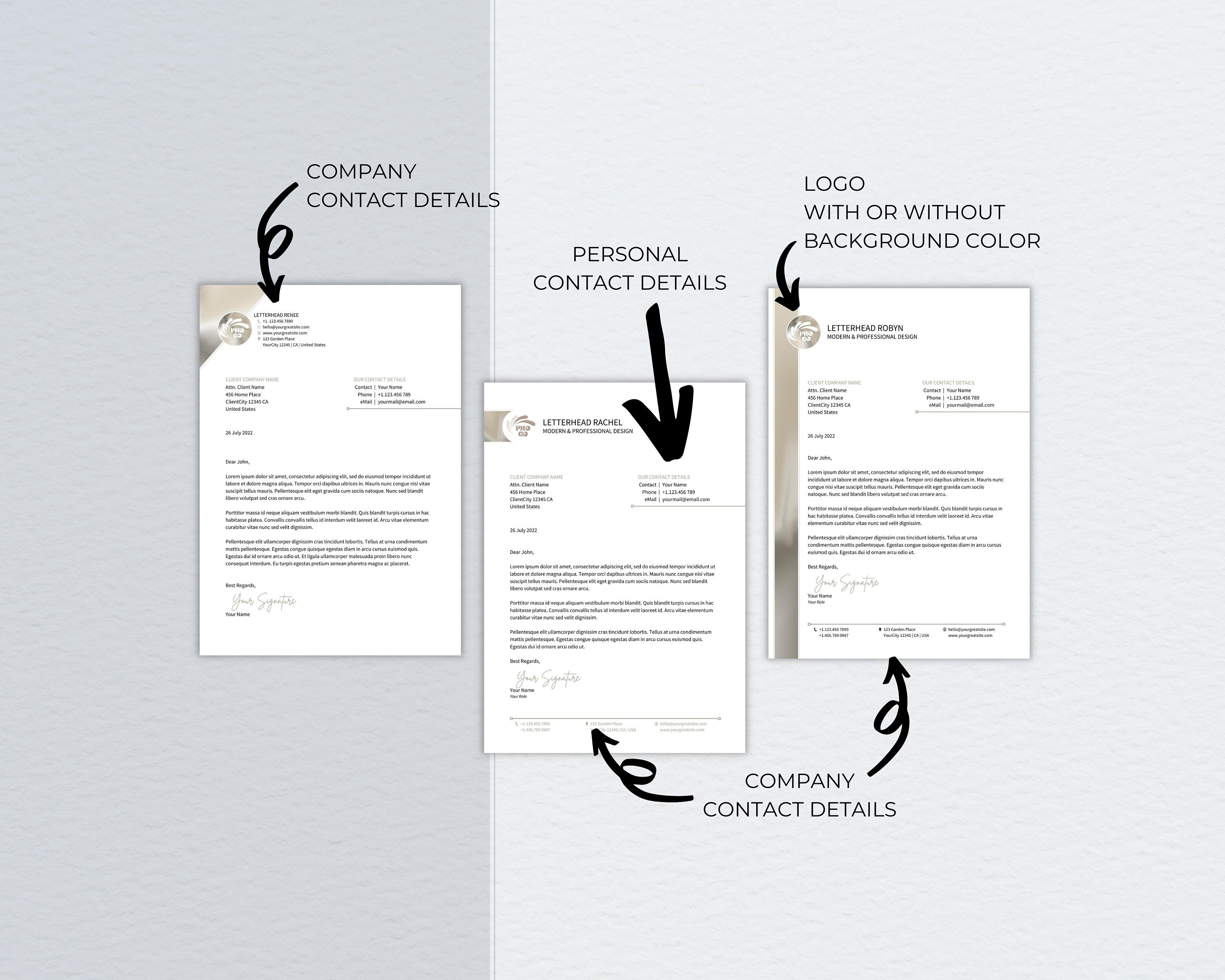 Letterhead Canva Template Bundle, Modern Editable Business Letterhead ...