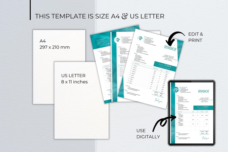 Invoice Word Template Bundle, Editable Custom Receipt, Sales Order ...