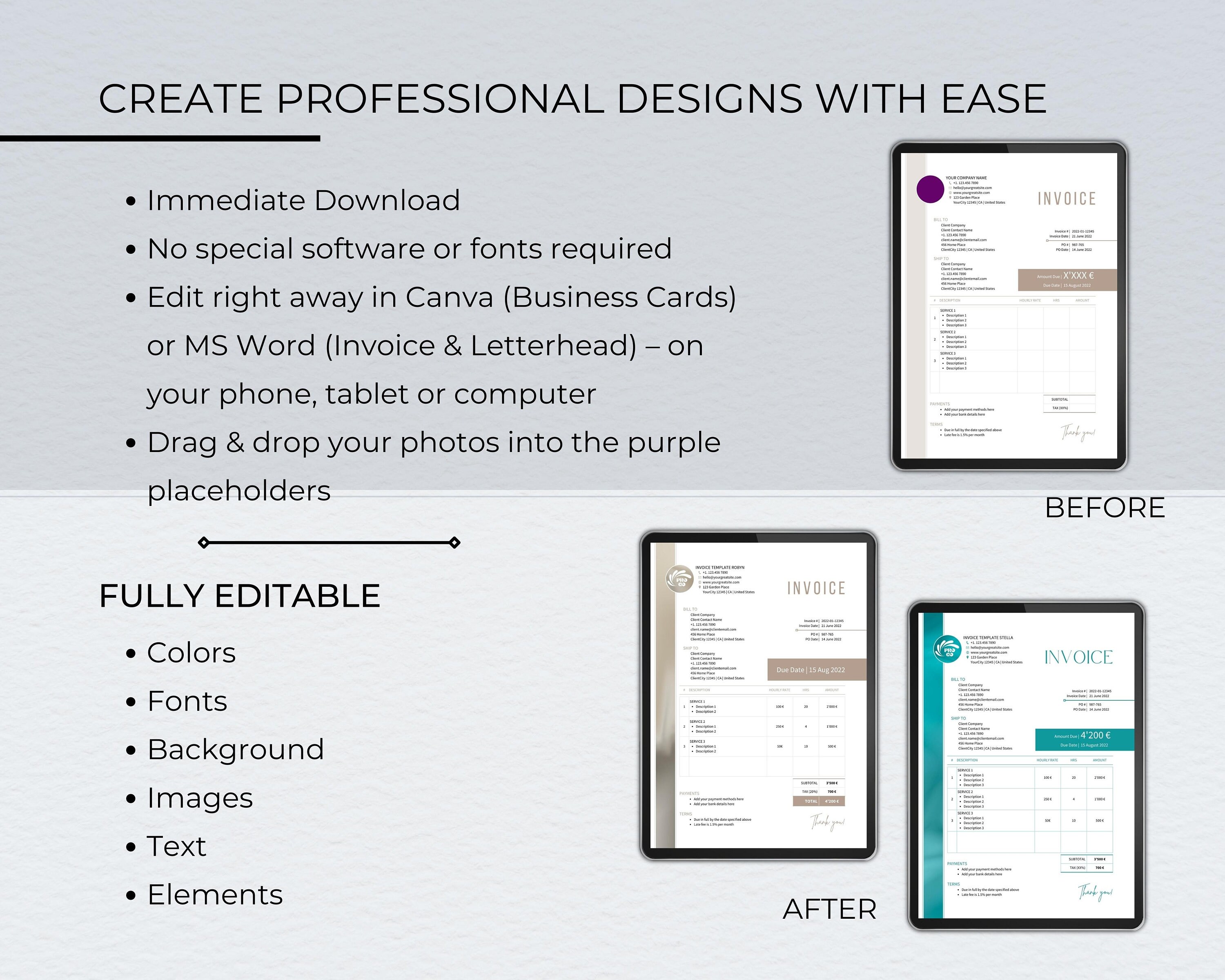 Starter Kit Editable Word Template Bundle, Modern Business Letterhead ...