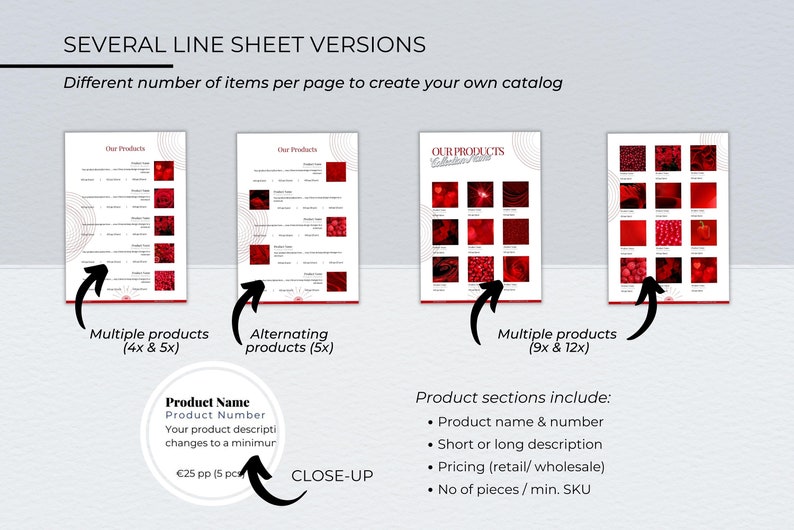 35+ Editable Product Catalog & Line Sheet Templates | Product Pricing ...