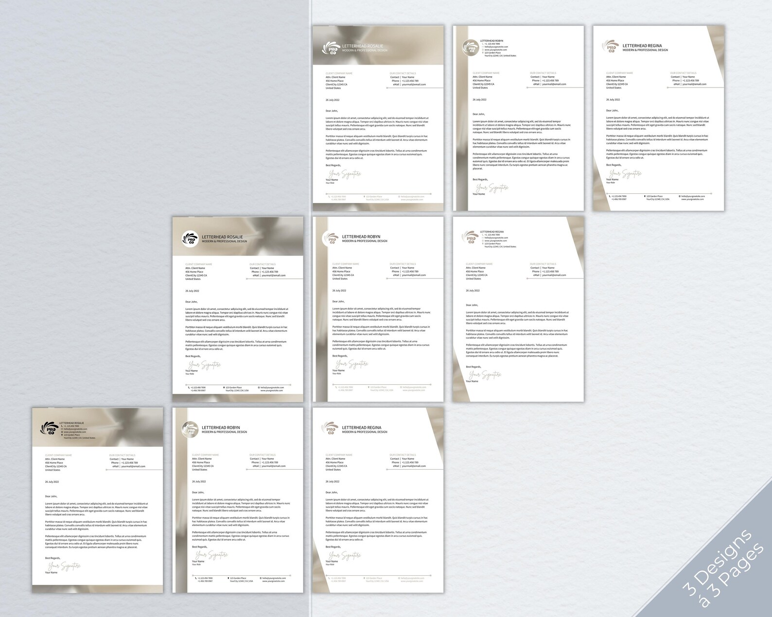 Letterhead Canva Template Bundle, Modern Editable Business Letterhead ...