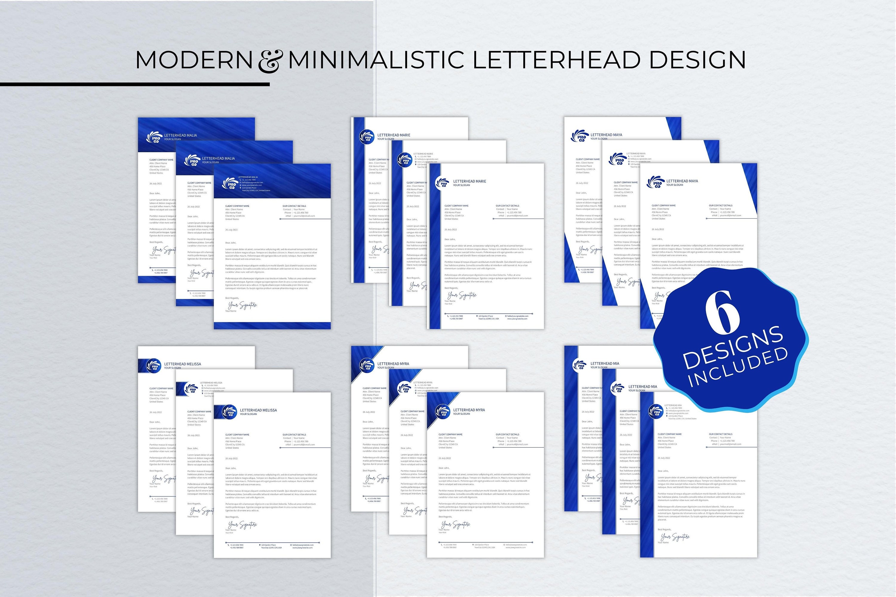 Letterhead Canva Template Bundle, Modern Editable Business Letterhead ...