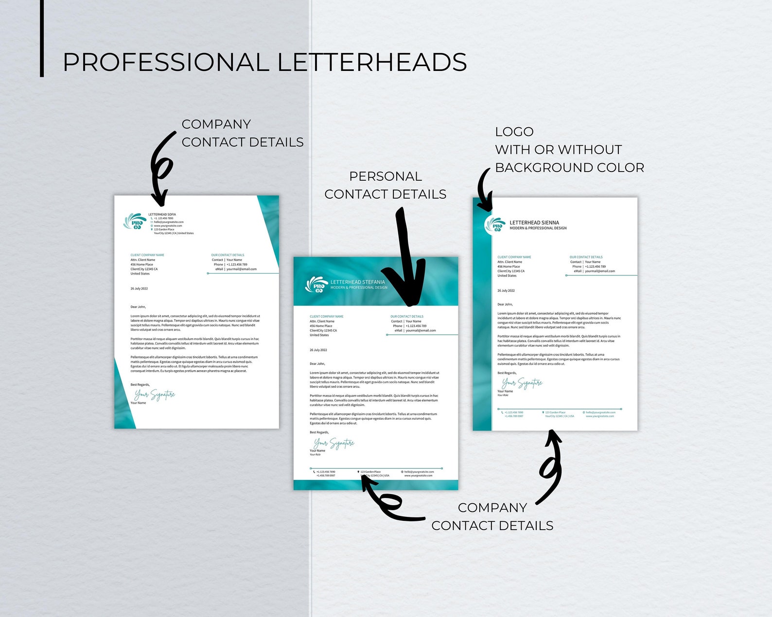Starter Kit Editable Word Template Bundle, Modern Business Letterhead ...
