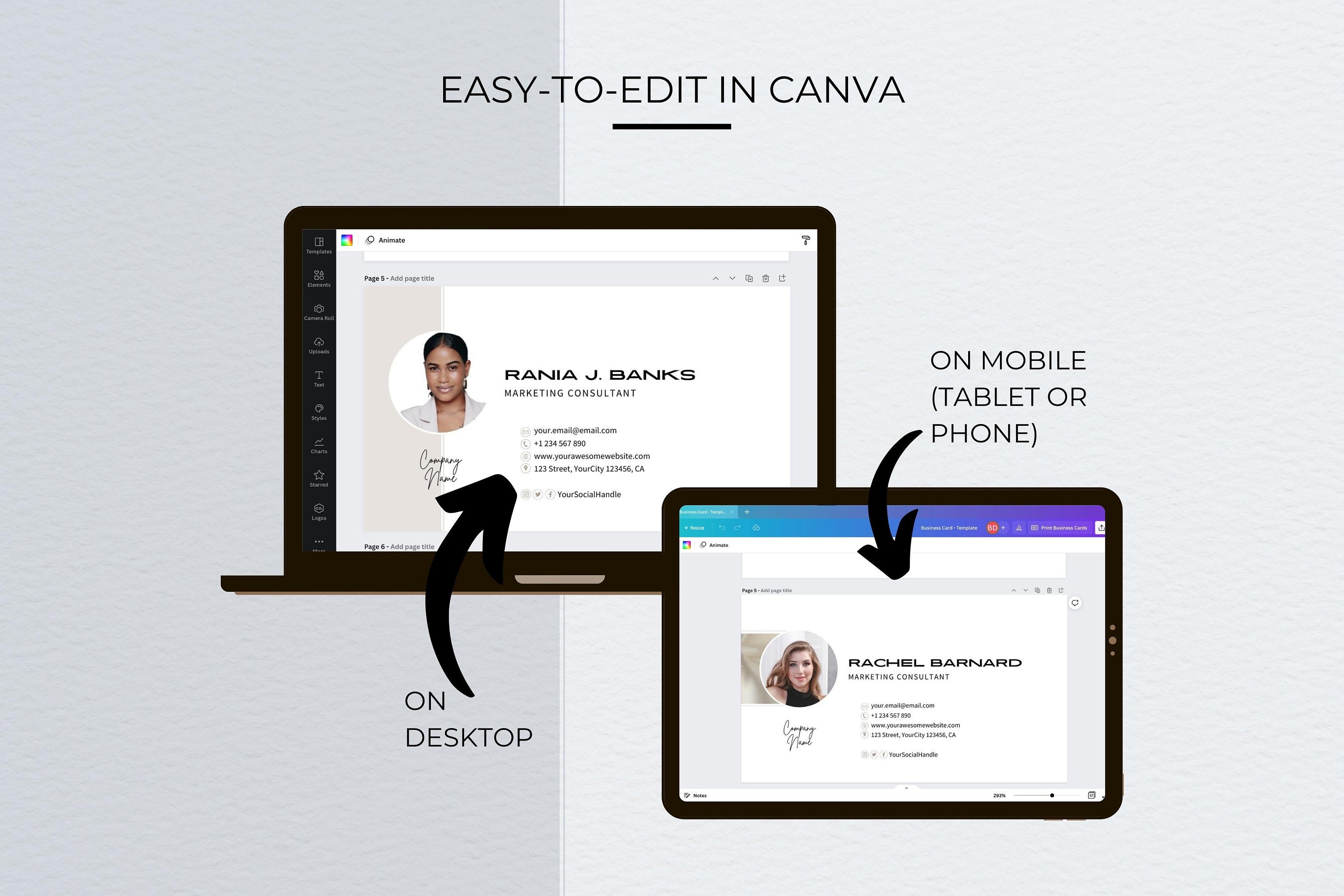 Business Card Canva Template Bundle With Photo or Logo | Modern ...