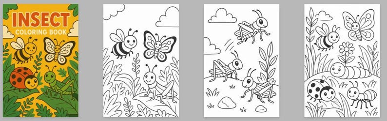 Insects Coloring Page for Kids | Cute Bug Printable Nature, Themed ...