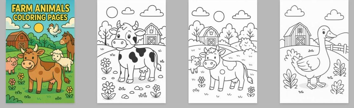 Farm Fun Coloring Pages for Kids – Cute & Friendly Farm Animals ...