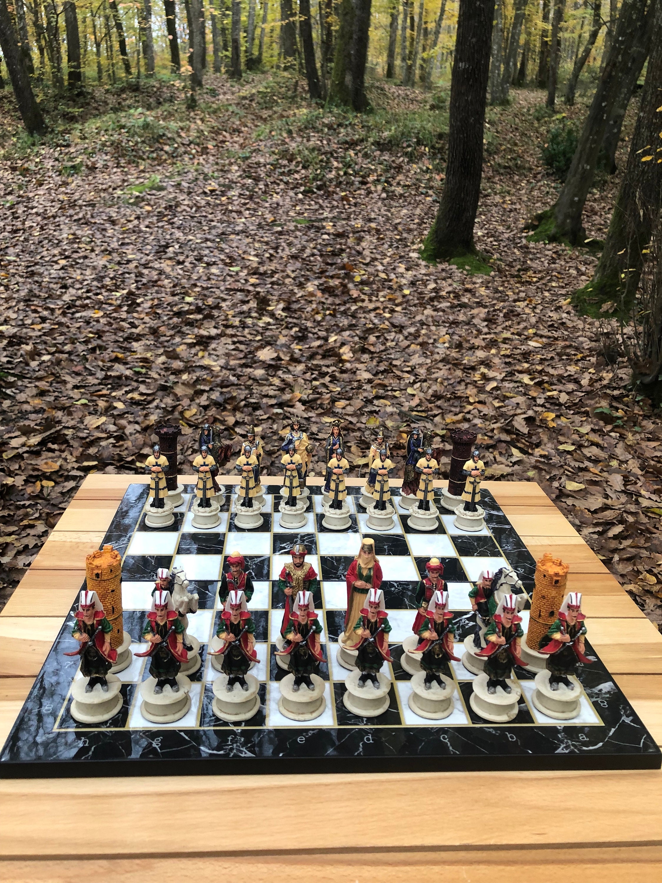 Chess Full Set Hand Painted Ottoman Hun Empire Figure Chess Set ...