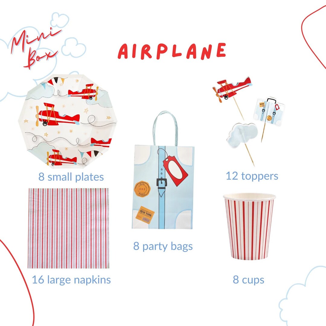 Mini Party Box Airplane Party Items Airplane Airplane Plates Party ...
