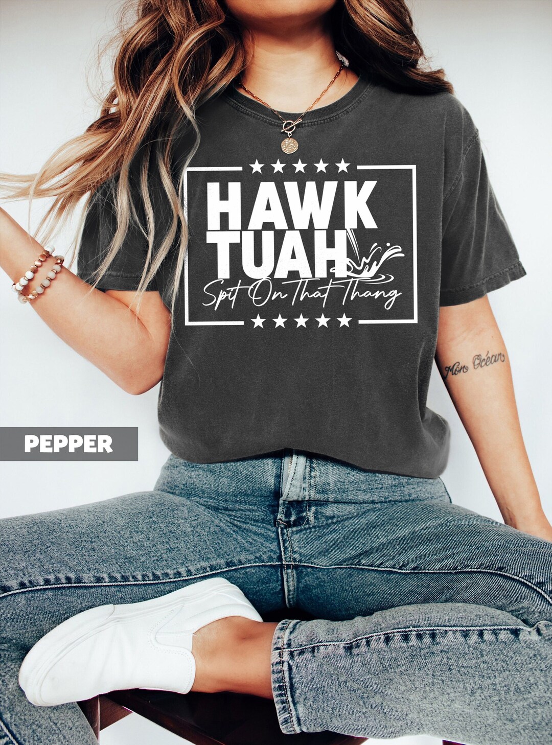 Hawk Tuah Shirt Comfort Colors Varsity Spit on That Thang Shirt, Hawk ...