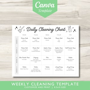 Chore Chart Digital Template Printable Letter Size | Simple Household ...