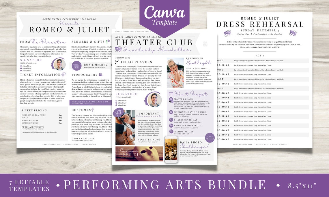Performing Art Editable Canva Template | Theater Club Newsletter ...