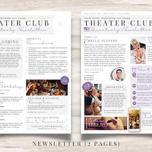 Performing Art Editable Canva Template | Theater Club Newsletter ...