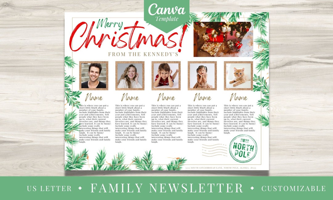 Country Christmas Newsletter Template | Burlap Canva Family Christmas ...