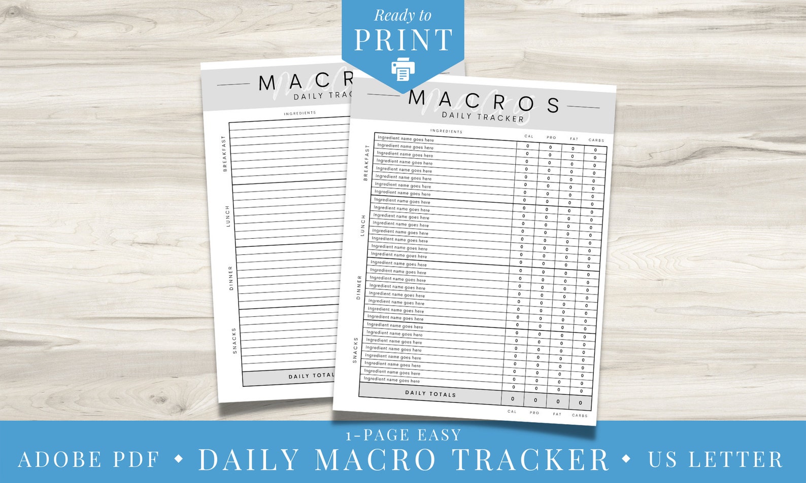 Macro Tracker Printable Template | Health and Fitness Planner | Calorie ...