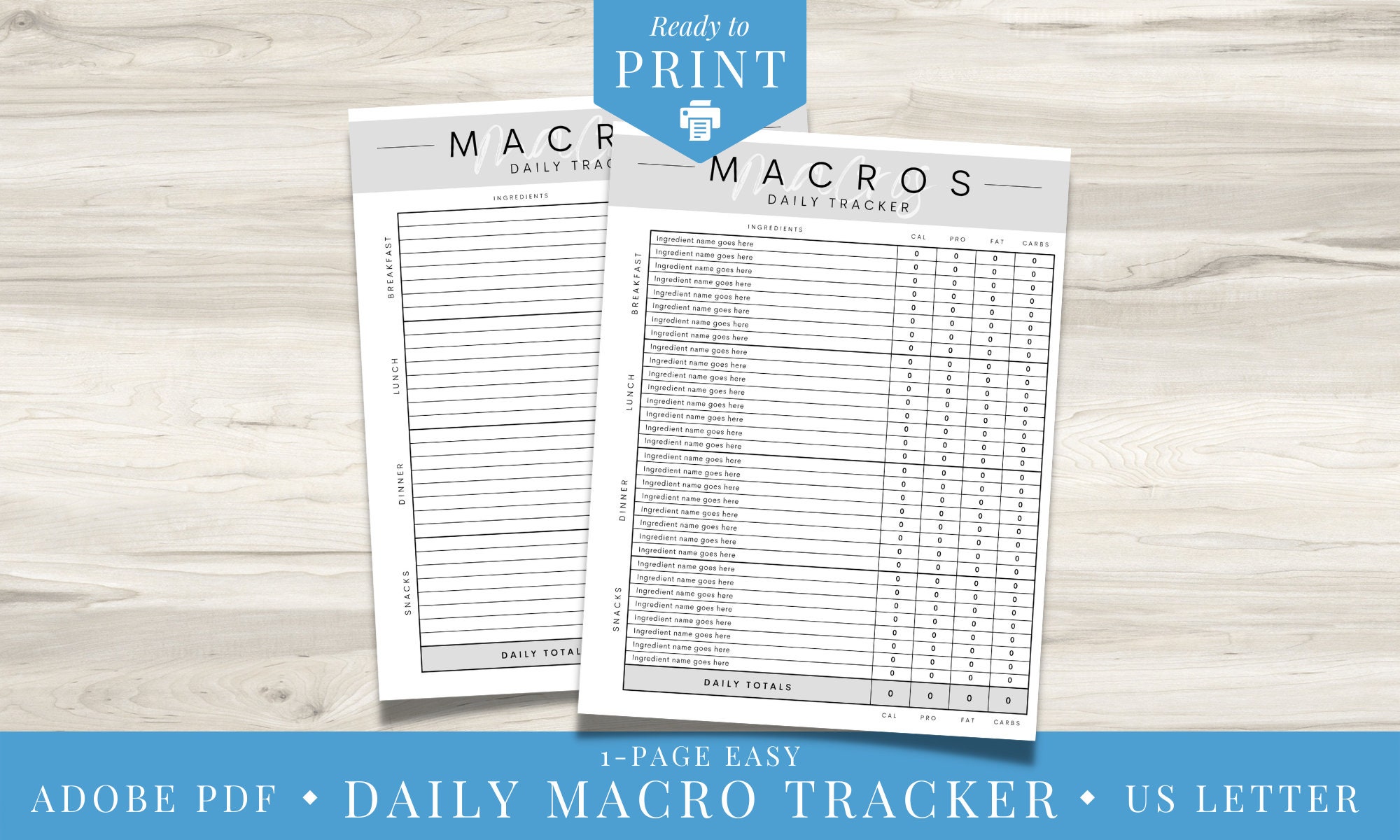 Macro Tracker Printable Template | Health and Fitness Planner | Calorie ...