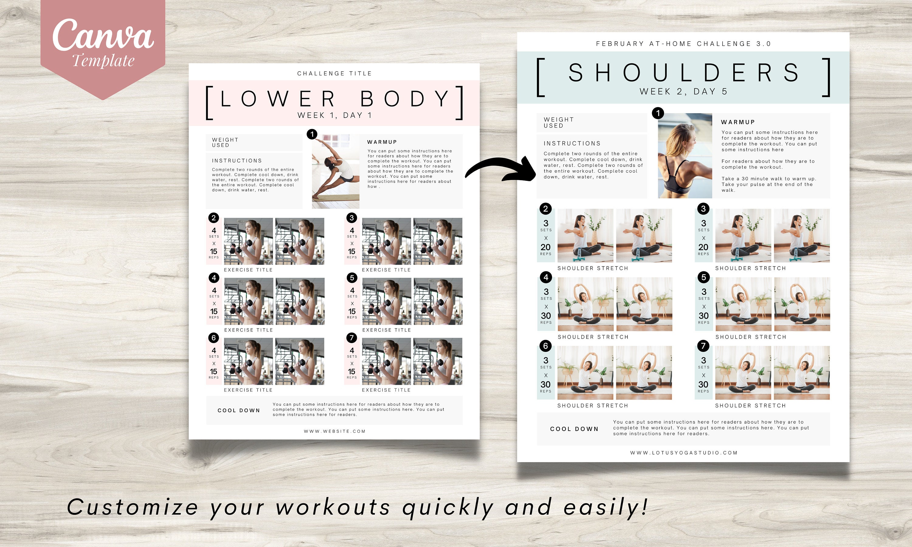 Editable Exercise Plan Canva Template | Digital Template Fitness Plans ...