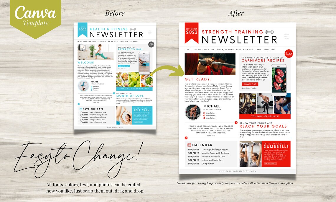 Health and Fitness Newsletter Canva Template | Editable Exercise Letter ...