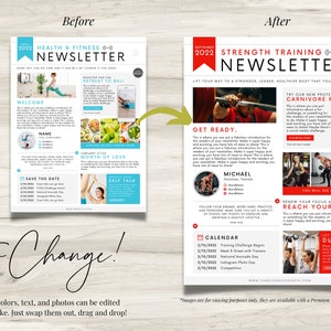 Health and Fitness Newsletter Canva Template | Editable Exercise Letter ...
