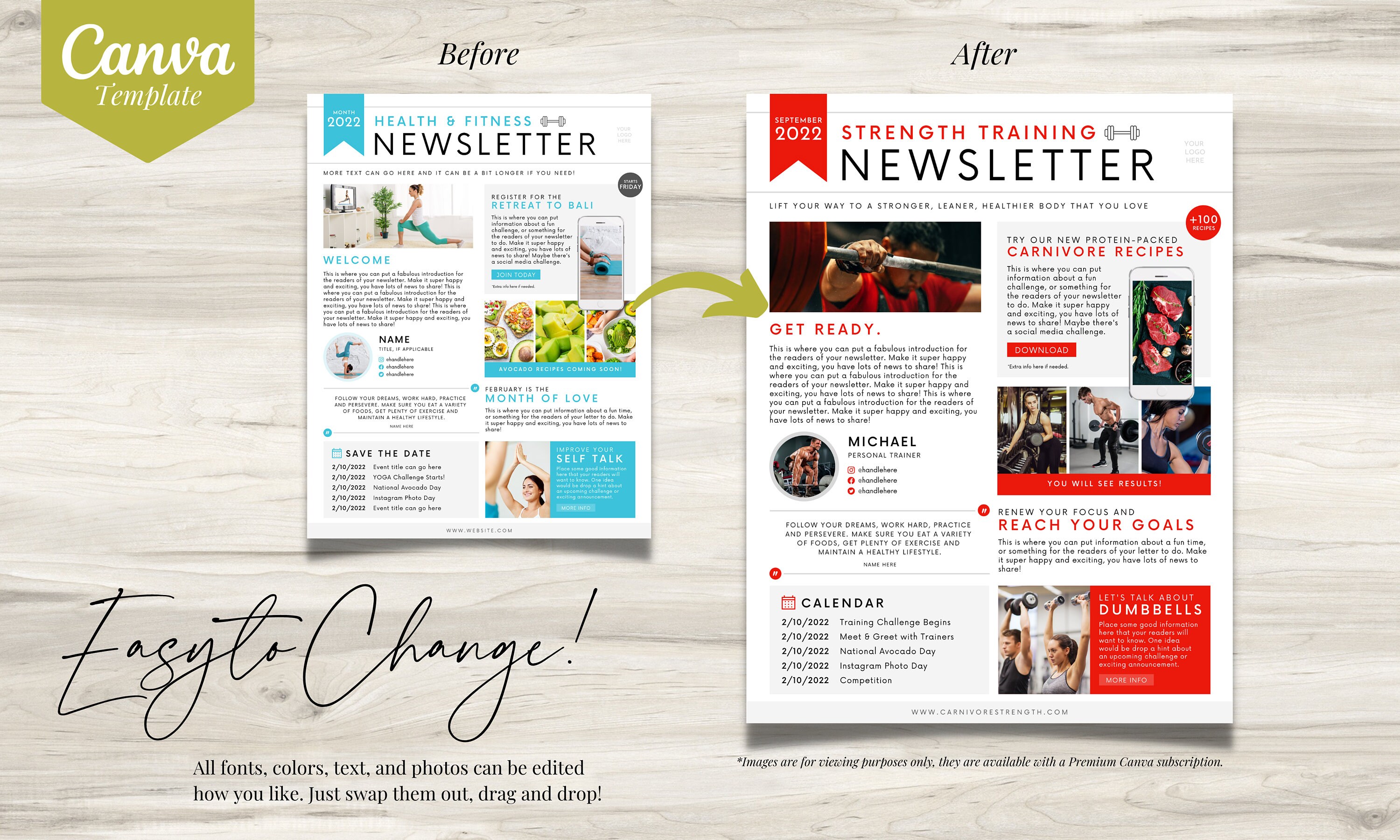 Health and Fitness Newsletter Canva Template | Editable Exercise Letter ...