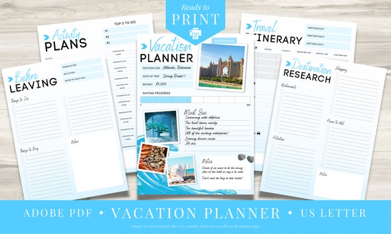 Printable Vacation Travel Planner Journal Digital Beach Trip | Etsy
