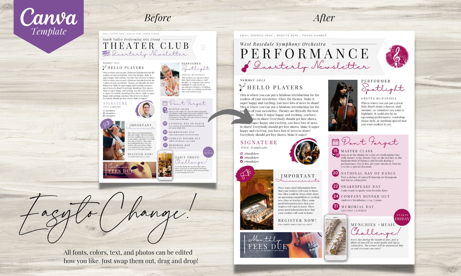Performing Art Editable Canva Template | Theater Club Newsletter ...