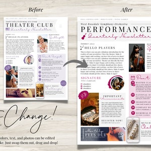 Performing Art Editable Canva Template | Theater Club Newsletter ...