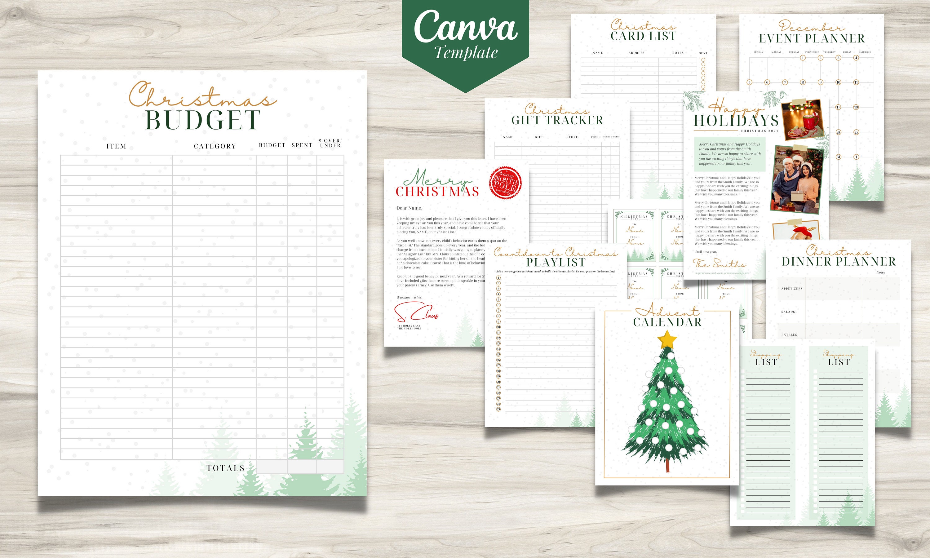 Christmas Planner Printable | Evergreen Holiday Planner | Letter to ...