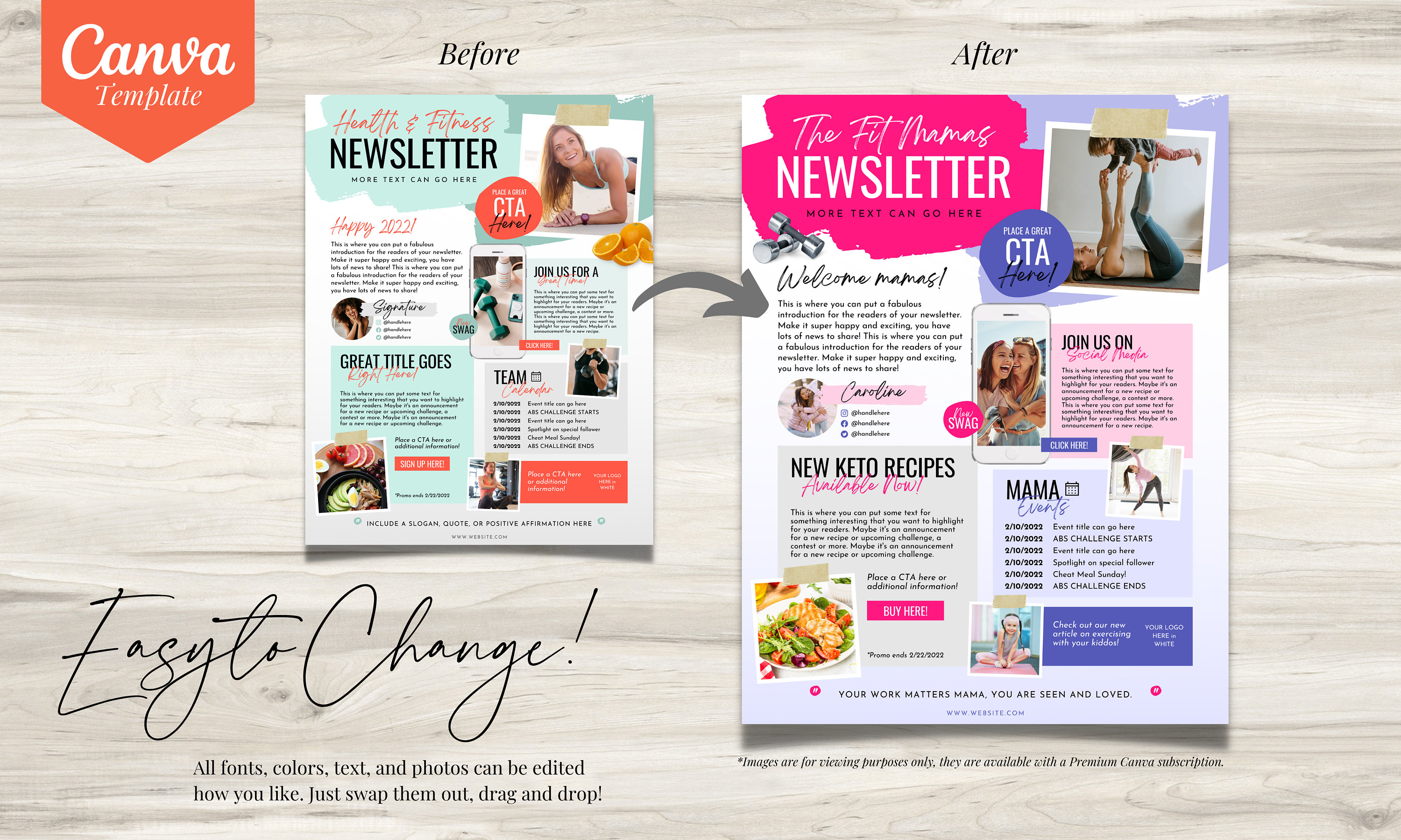 Health and Fitness Newsletter Canva Template | Editable Exercise Letter ...
