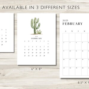 Printable Tabletop Calendar Desert Cactus | Digital 2025 Mini Calendar ...