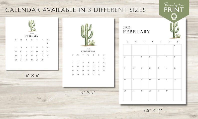 2025 Desert Cactus Printable Calendar: Mini Easel Design (digital ...