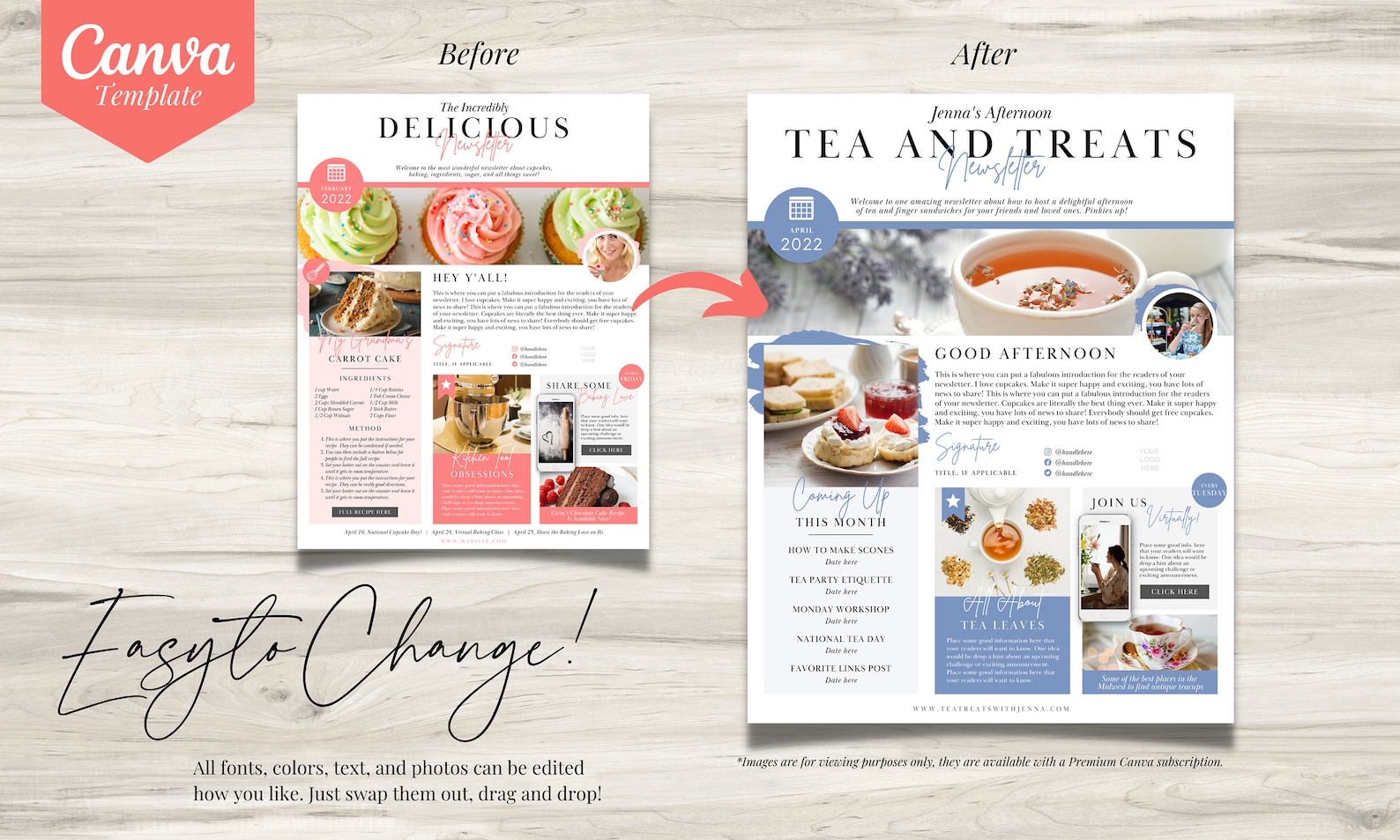 Food and Recipe Blog Newsletter Canva Template | Editable Recipe Letter ...