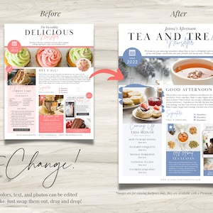 Food and Recipe Blog Newsletter Canva Template | Editable Recipe Letter ...