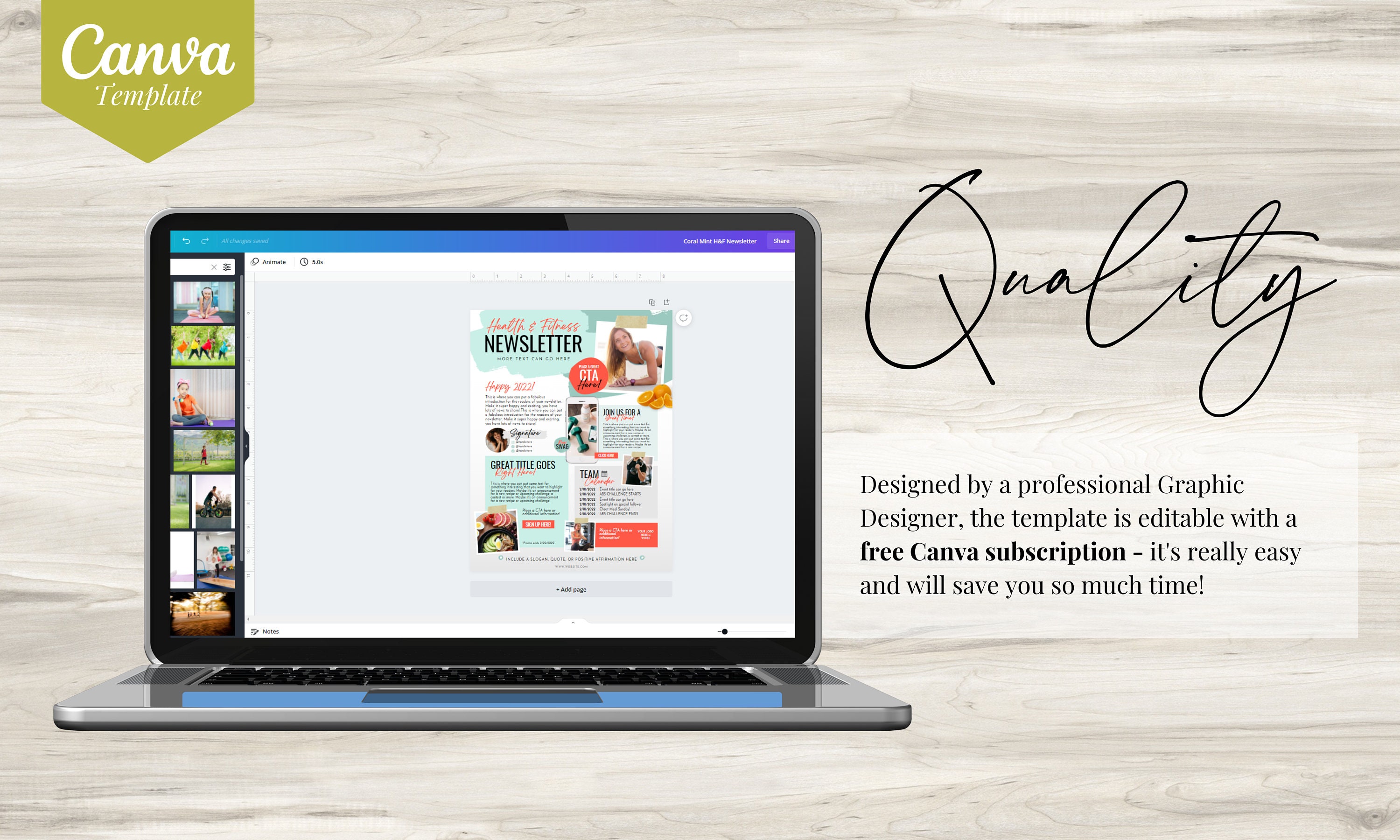 Health and Fitness Newsletter Canva Template | Editable Exercise Letter ...