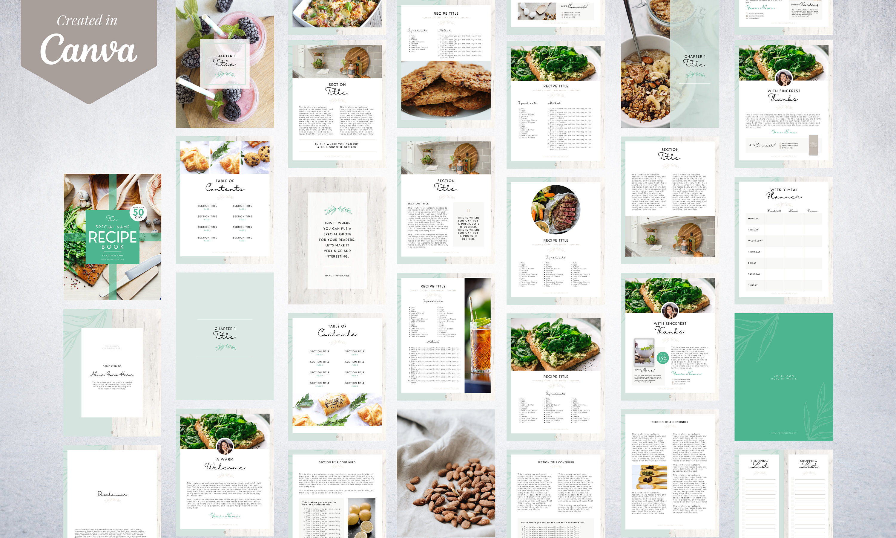 Recipe Ebook Canva Template | Editable Recipe Guide | E-book Template ...