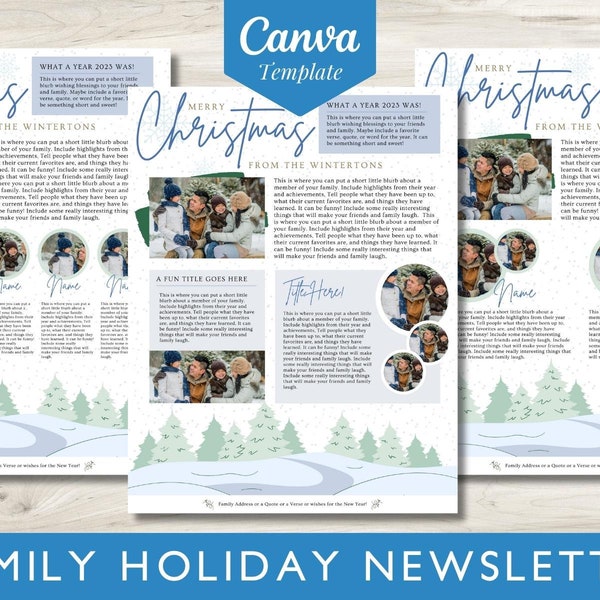 Canva Christmas Newsletter Template - Etsy