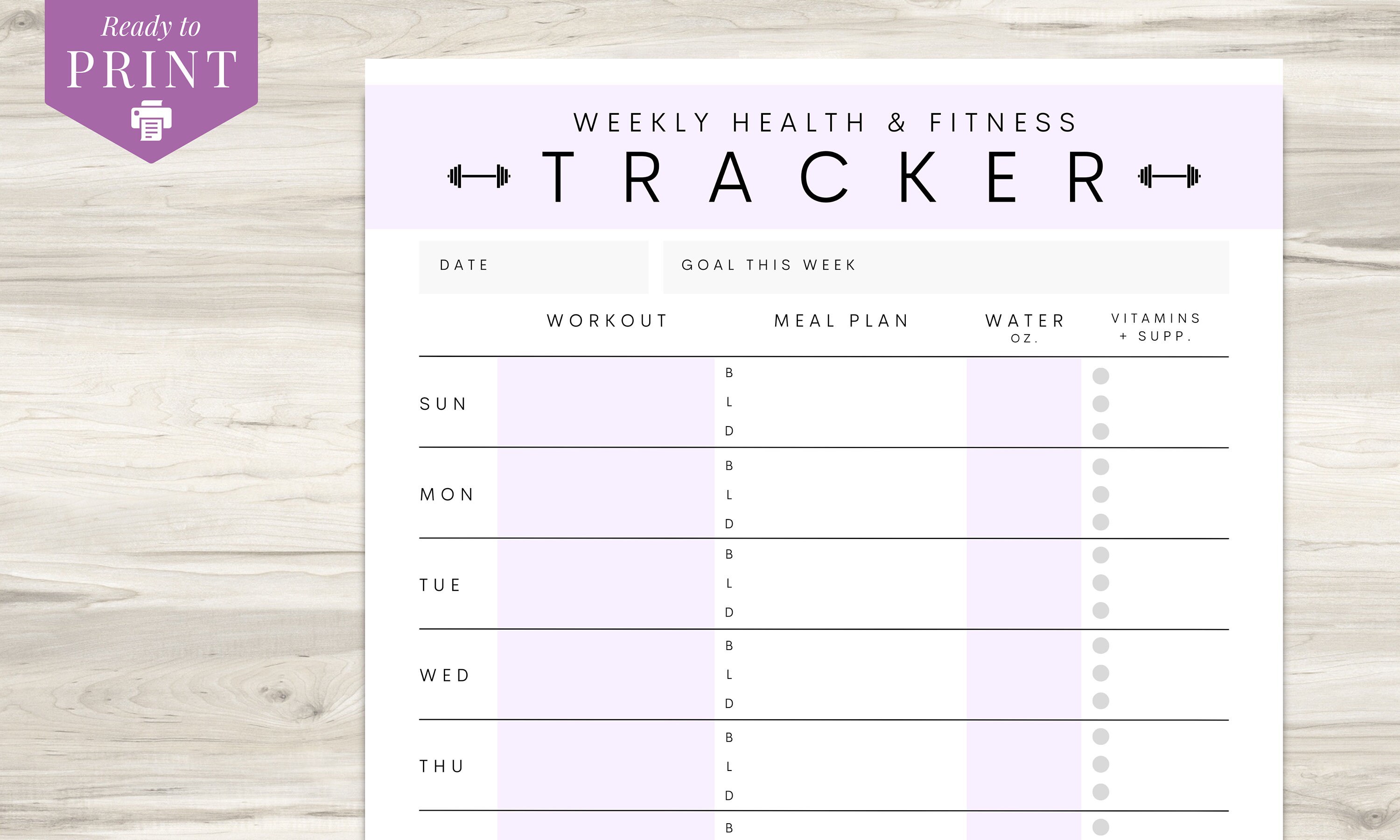 Simple Printable Fitness Tracker | PDF Exercise Journal | Clean and ...