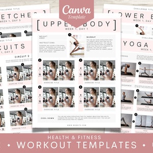 Editable Exercise Plan Canva Template | Digital Template Fitness Plans ...