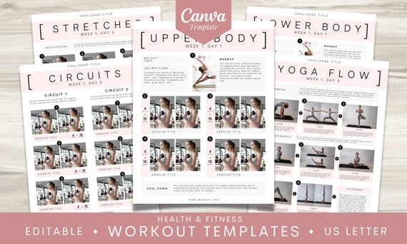Editable Exercise Plan Canva Template Digital Template | Etsy