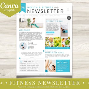 Health and Fitness Newsletter Canva Template | Editable Exercise Letter ...