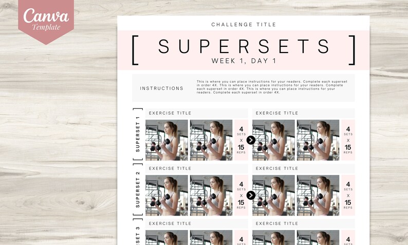 Editable Exercise Plan Canva Template | Digital Template Fitness Plans ...
