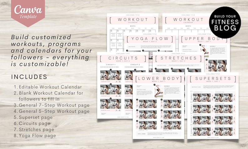 Editable Exercise Plan Canva Template | Digital Template Fitness Plans ...