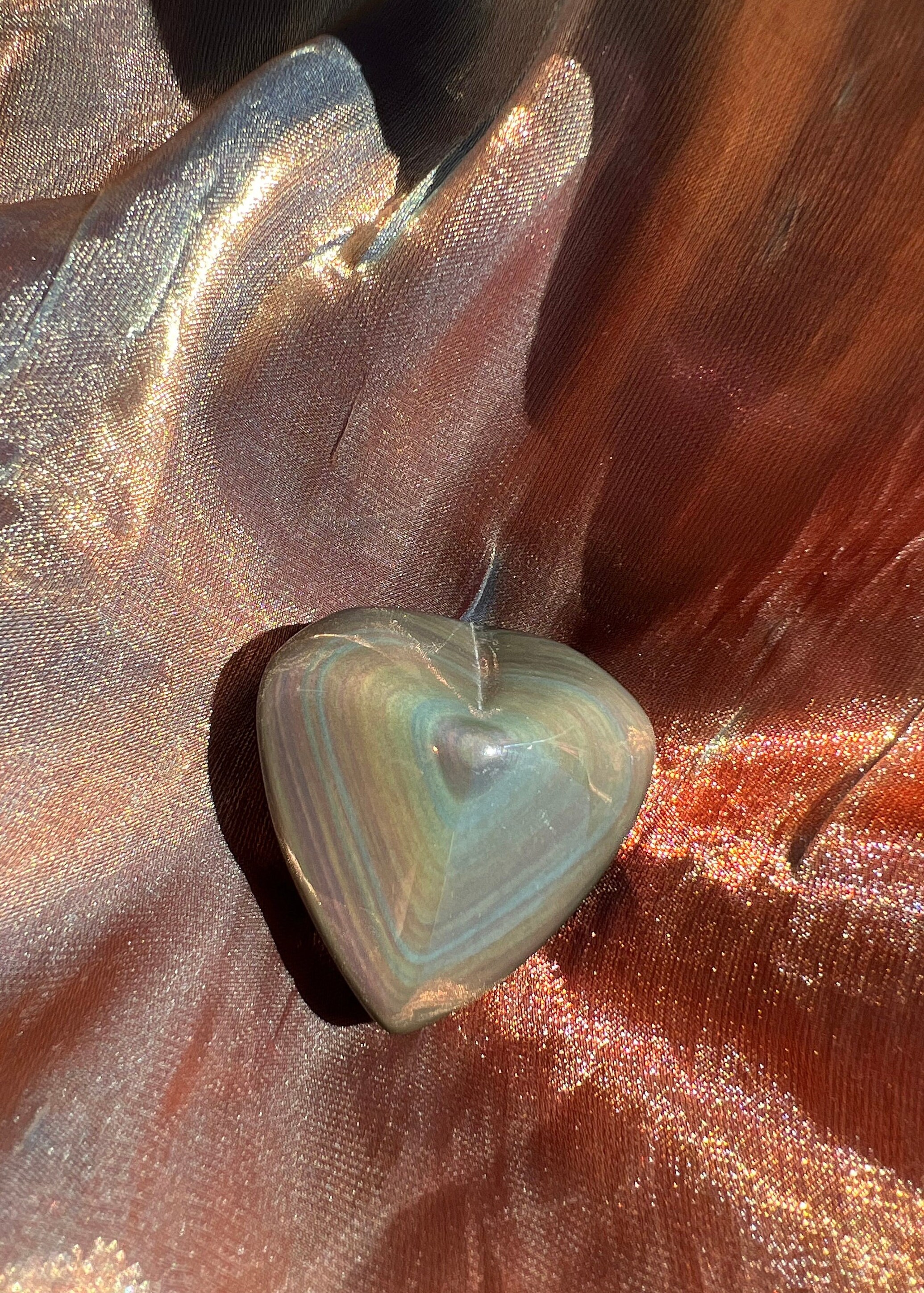 Rainbow Obsidian Heart - Etsy