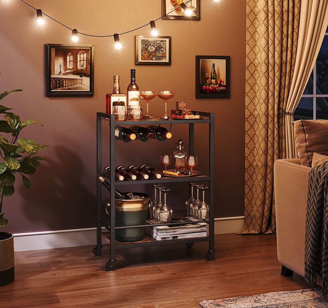 Bar Cart, 3-tier for Home, Rolling Cart, Barware, Vintage, Home Bar ...