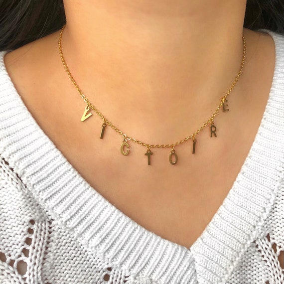 Collier personnalisé collier prénom lettre alphabet doré - Etsy France