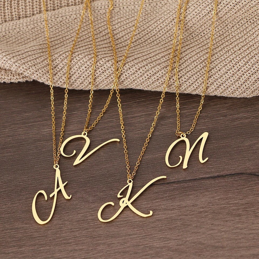 Collier initiale lettre acier inoxydable, collier prénom alphabet ...