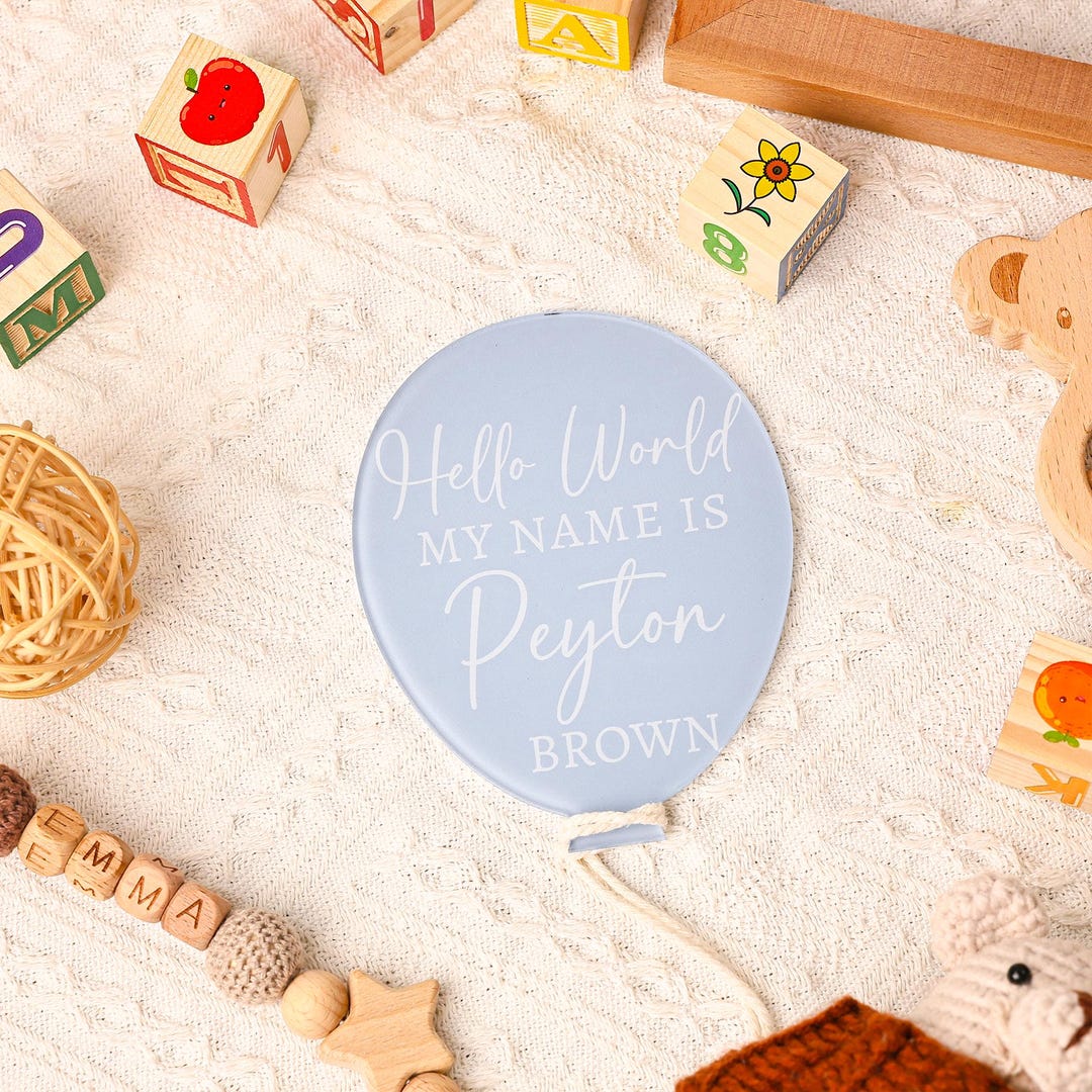 Personalized Printed Baby Name Sign, Custom Acrylic Balloon Baby Birth ...