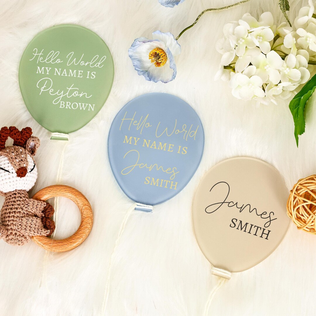 Personalized Acrylic Ballon Birth Announcement Sign, Custom Baby Name ...