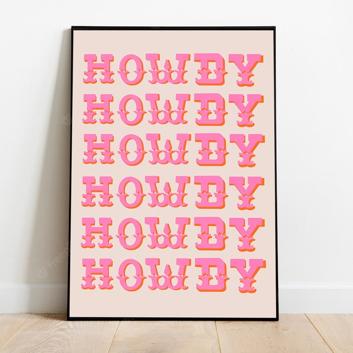 Pink Howdy Sign in Frame - Etsy