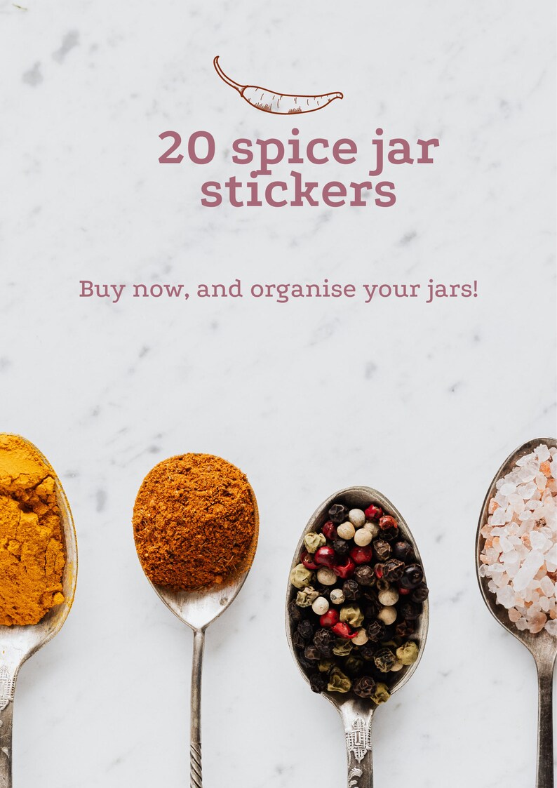 20 Herb & Spice Jar Labels Elegant Spice Jar Stickers for Kitchen ...