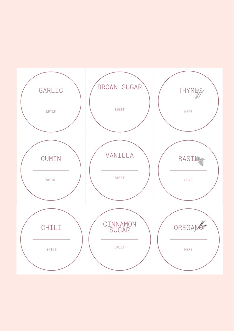 20 Herb & Spice Jar Labels Elegant Spice Jar Stickers for Kitchen ...